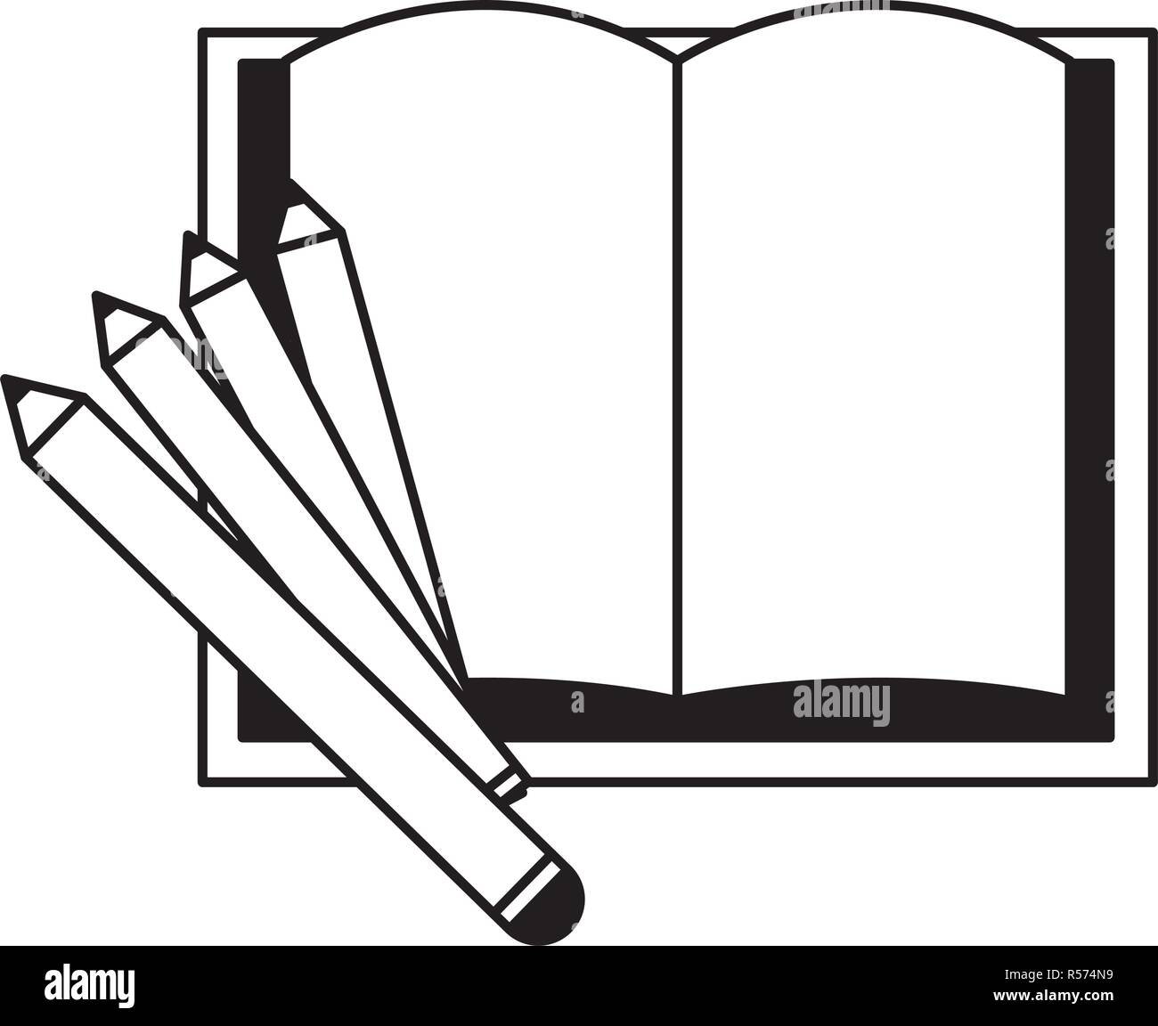 open book pencils education supplies school vector illustration Stock ...