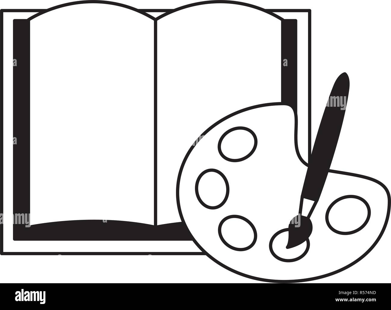 book paintbrush palette education supplies school vector illustration ...