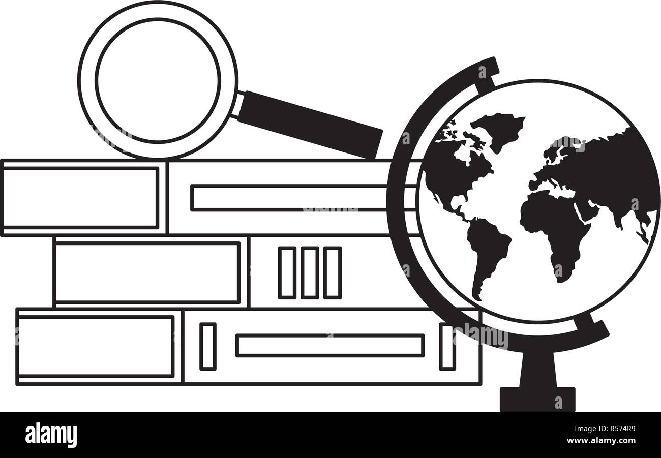 books magnifying glass map education supplies school vector ...