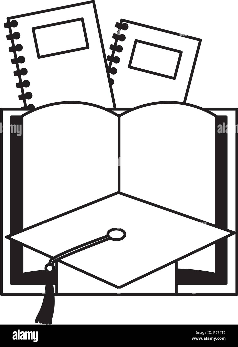 book graduation hat books education supplies school vector illustration ...