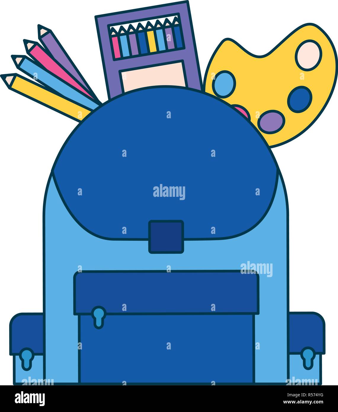 backpack color palette pencils education supplies school vector ...