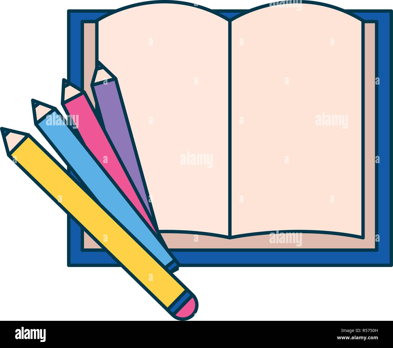 open book pencils education supplies school vector illustration Stock ...