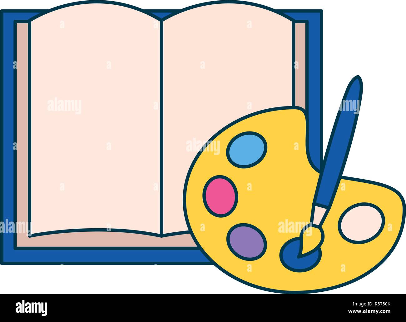 book paintbrush palette education supplies school vector illustration ...