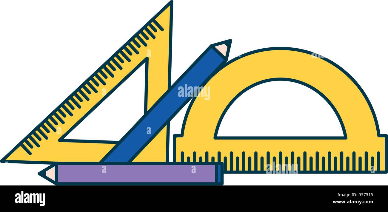 geometric rulers and pencils education supplies school vector ...