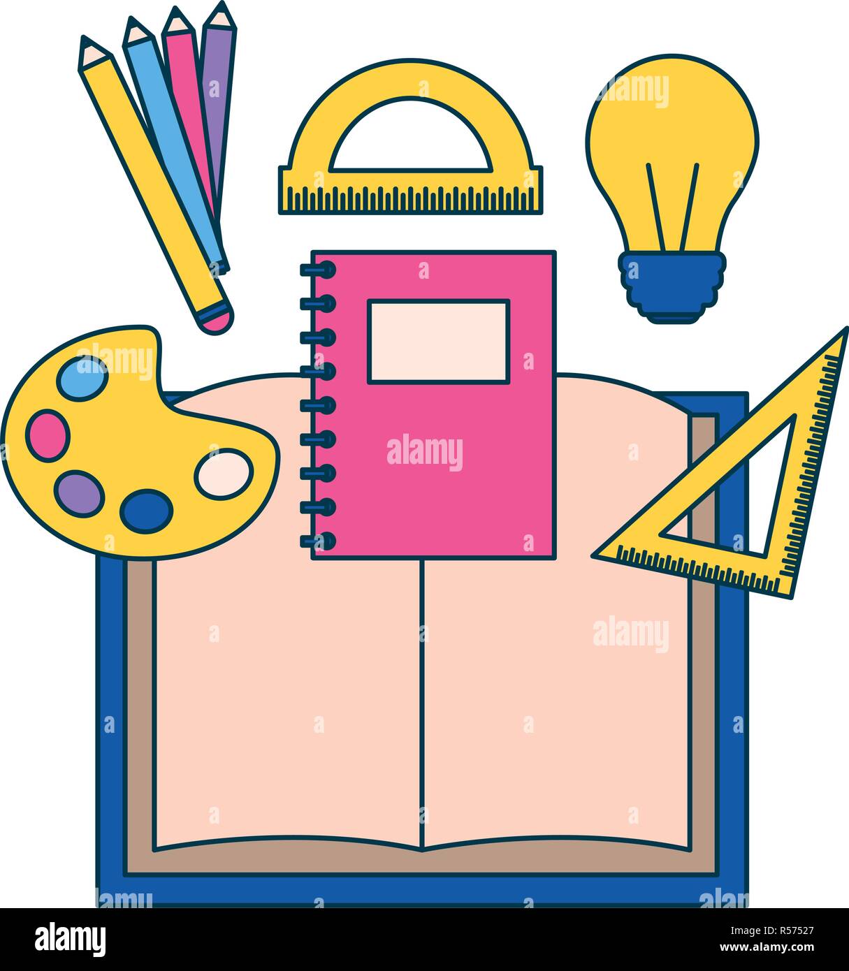 book notebook ruler color palette education supplies school vector ...