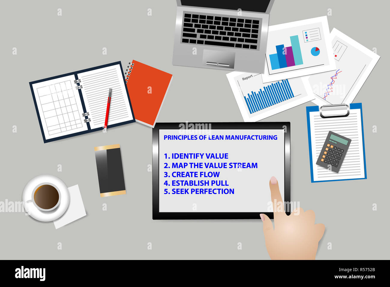 Lean management principles on the workplace Stock Photo - Alamy