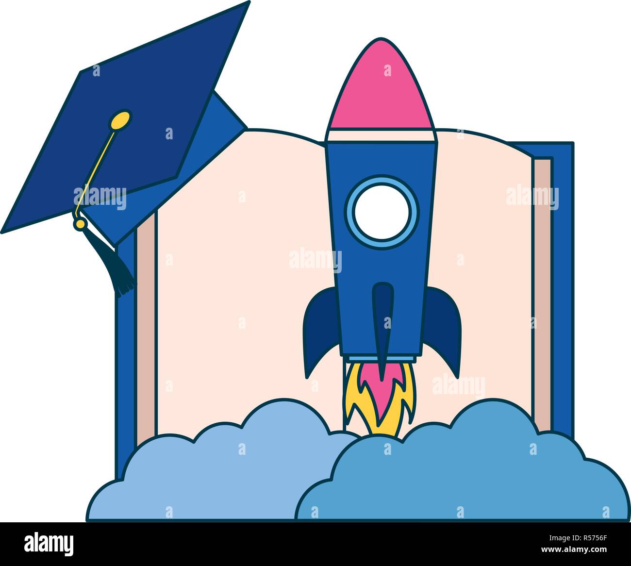 rocket book graduation hat education supplies school vector ...