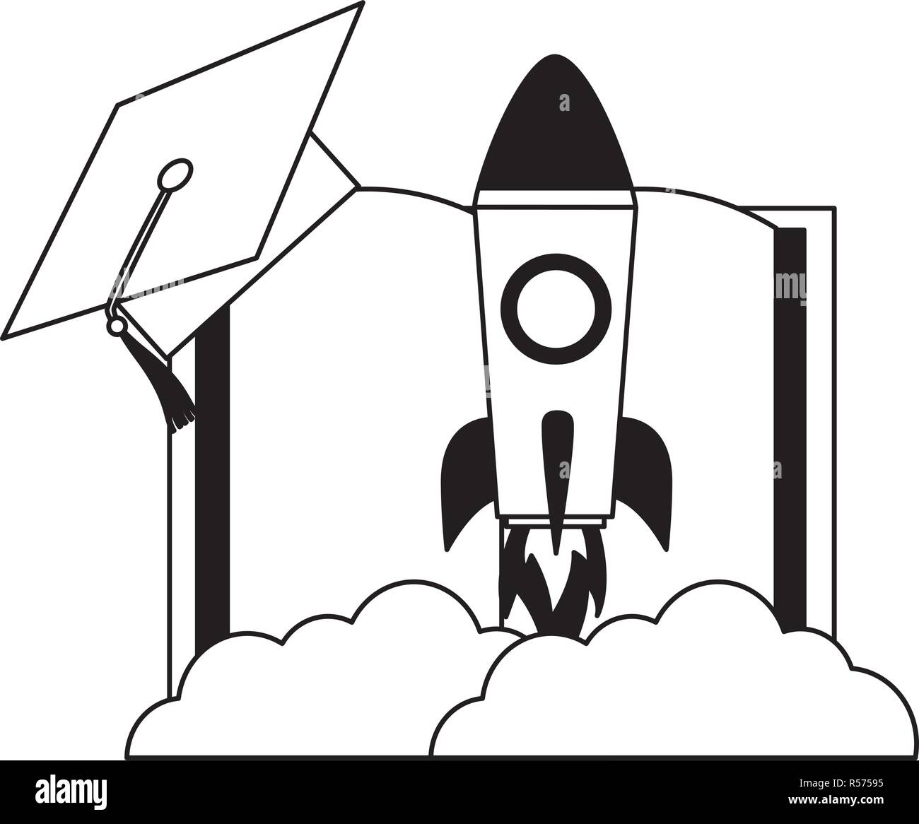 rocket book graduation hat education supplies school vector ...