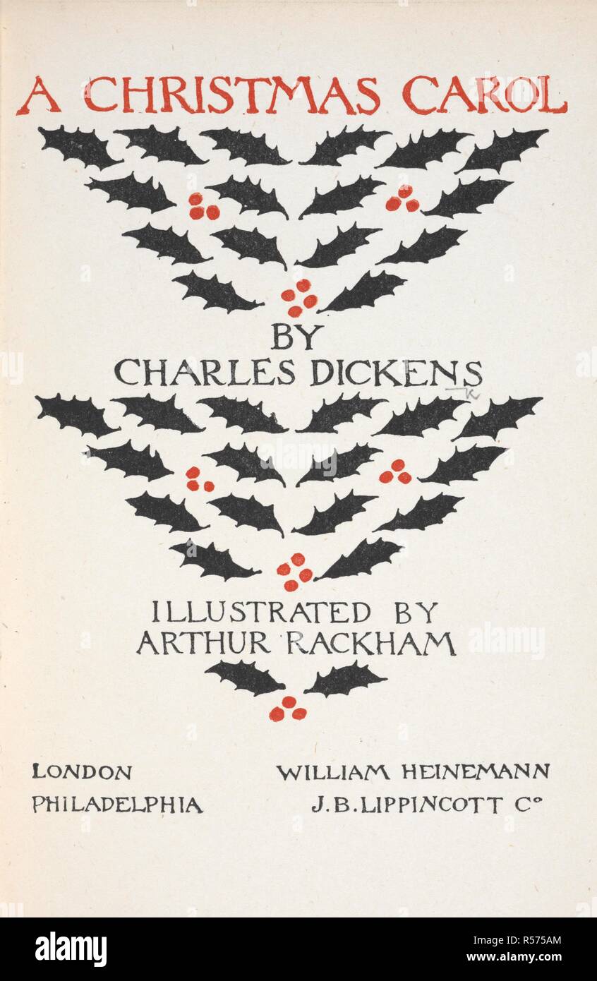 Title page illustrated with holly leaves and berries. A Christmas Carol ...