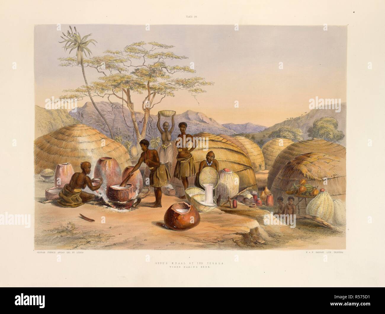 Gulu's Kraal. The Kafirs illustrated in a series of drawings taken ...