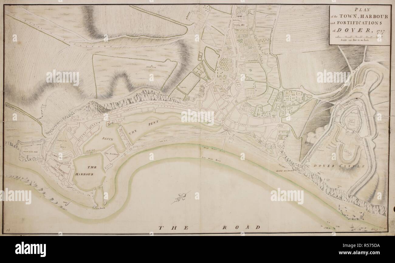 A plan of the town, harbour, and fortifications of Dover. A colored ...