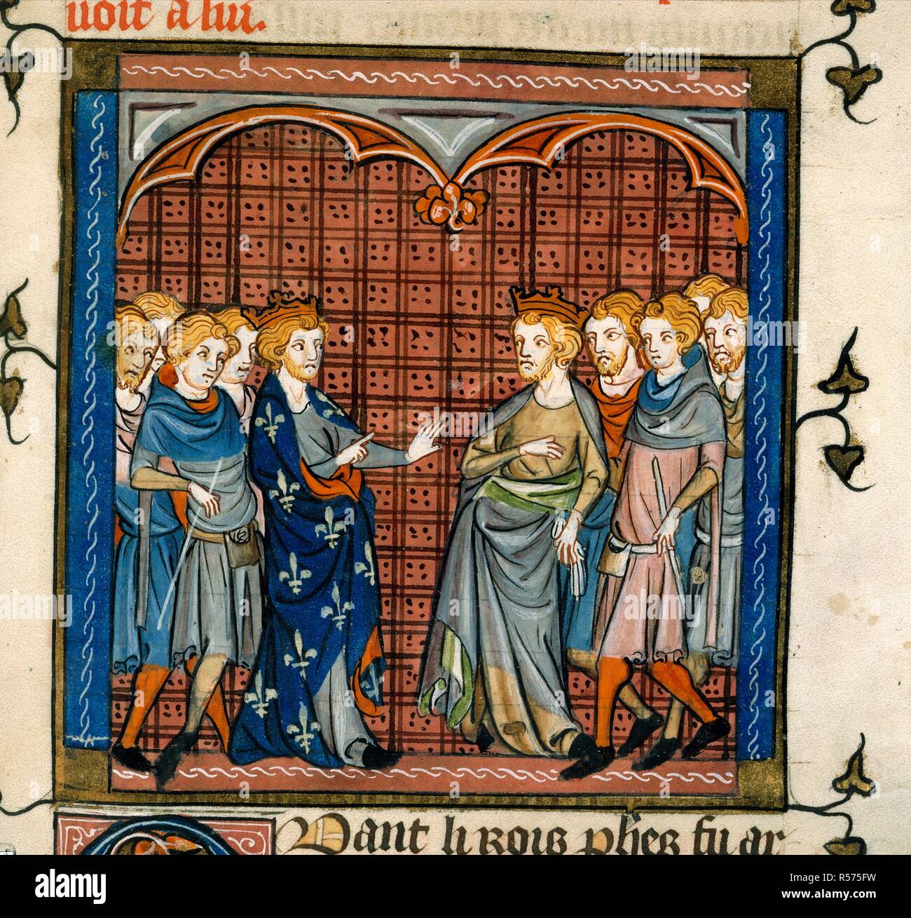 Meeting of Philip and Tancred. Chroniques de France ou de Saint Denis ...