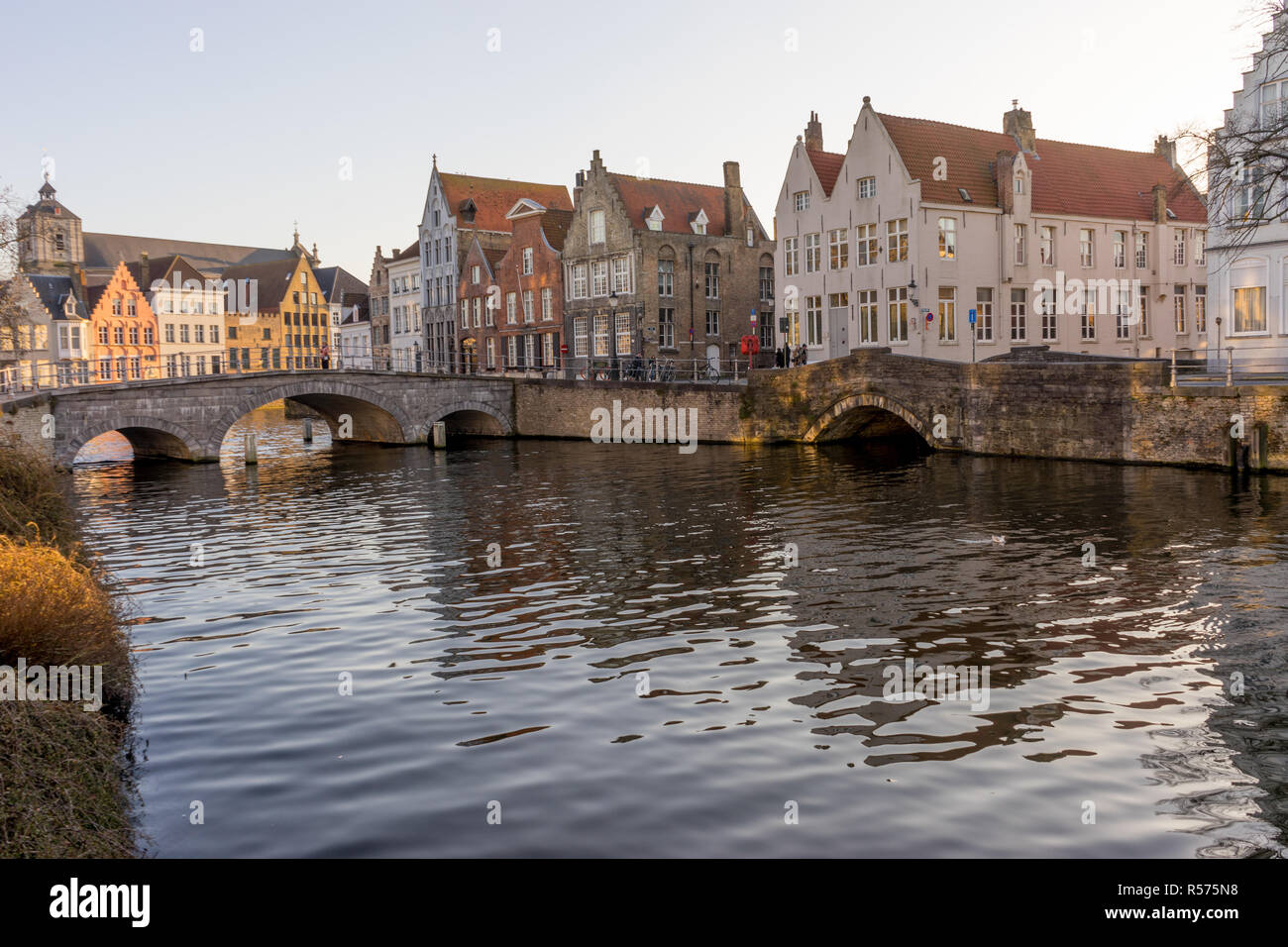 Medieval Bridge Over Canal Belgium Stock Photos & Medieval Bridge Over ...