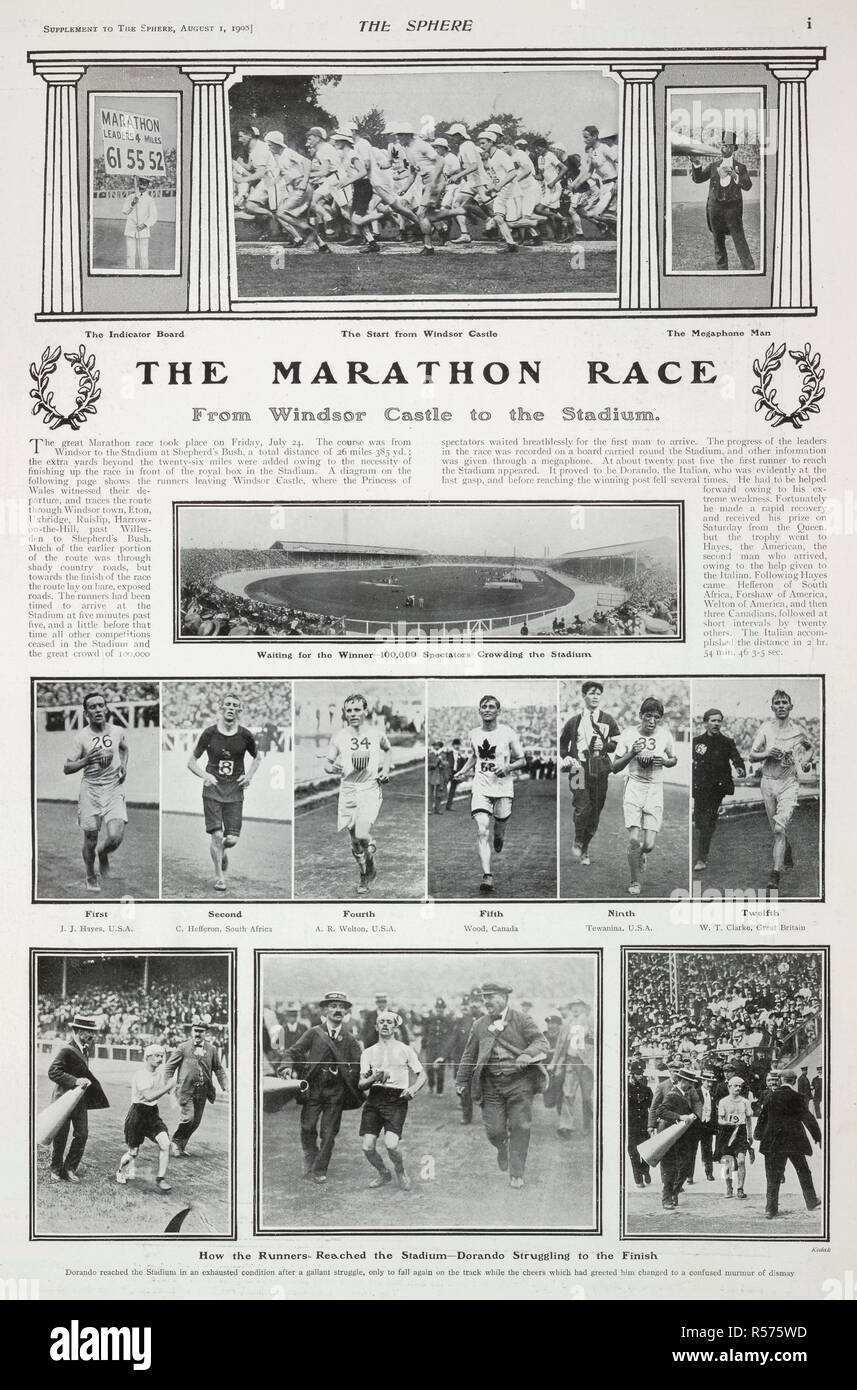 'The marathon race from Windsor castle to the stadium'. The 1908 ...