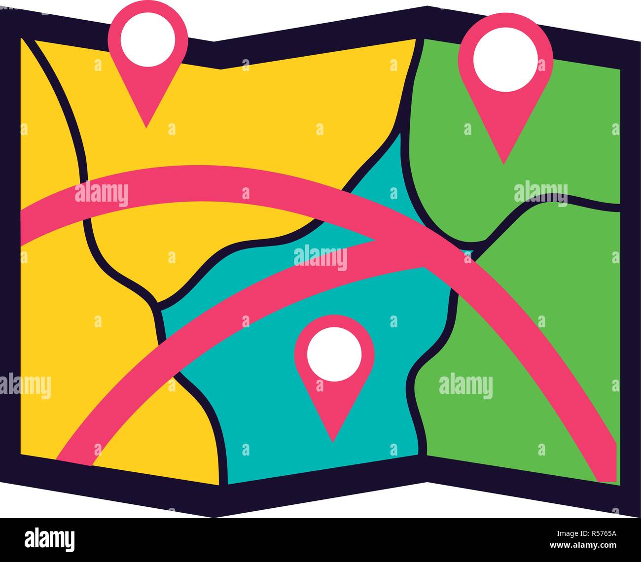 map tracking navigation on white background vector illustration Stock ...