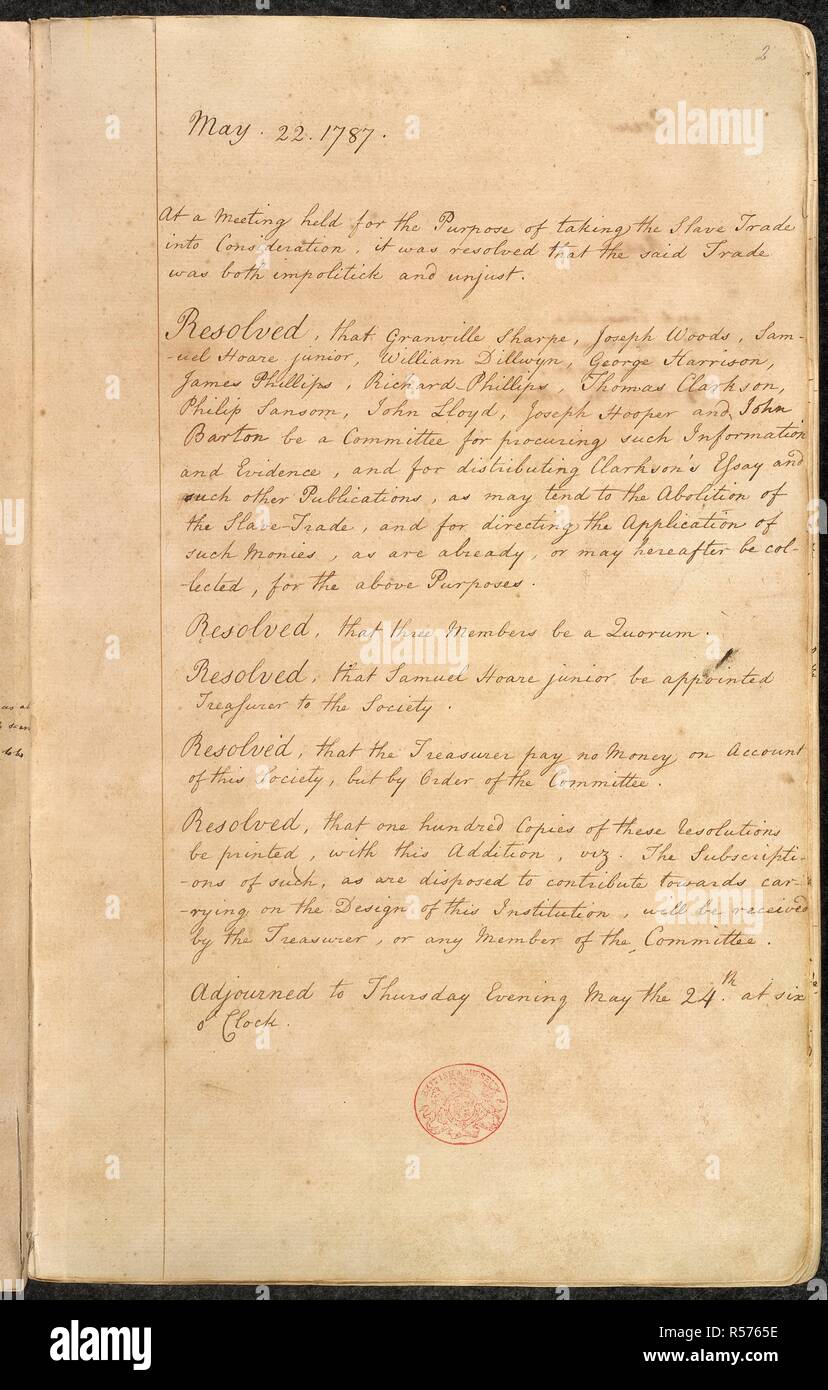 Slave Trade Abolition Committee. Minute Book of the Slave Trade ...