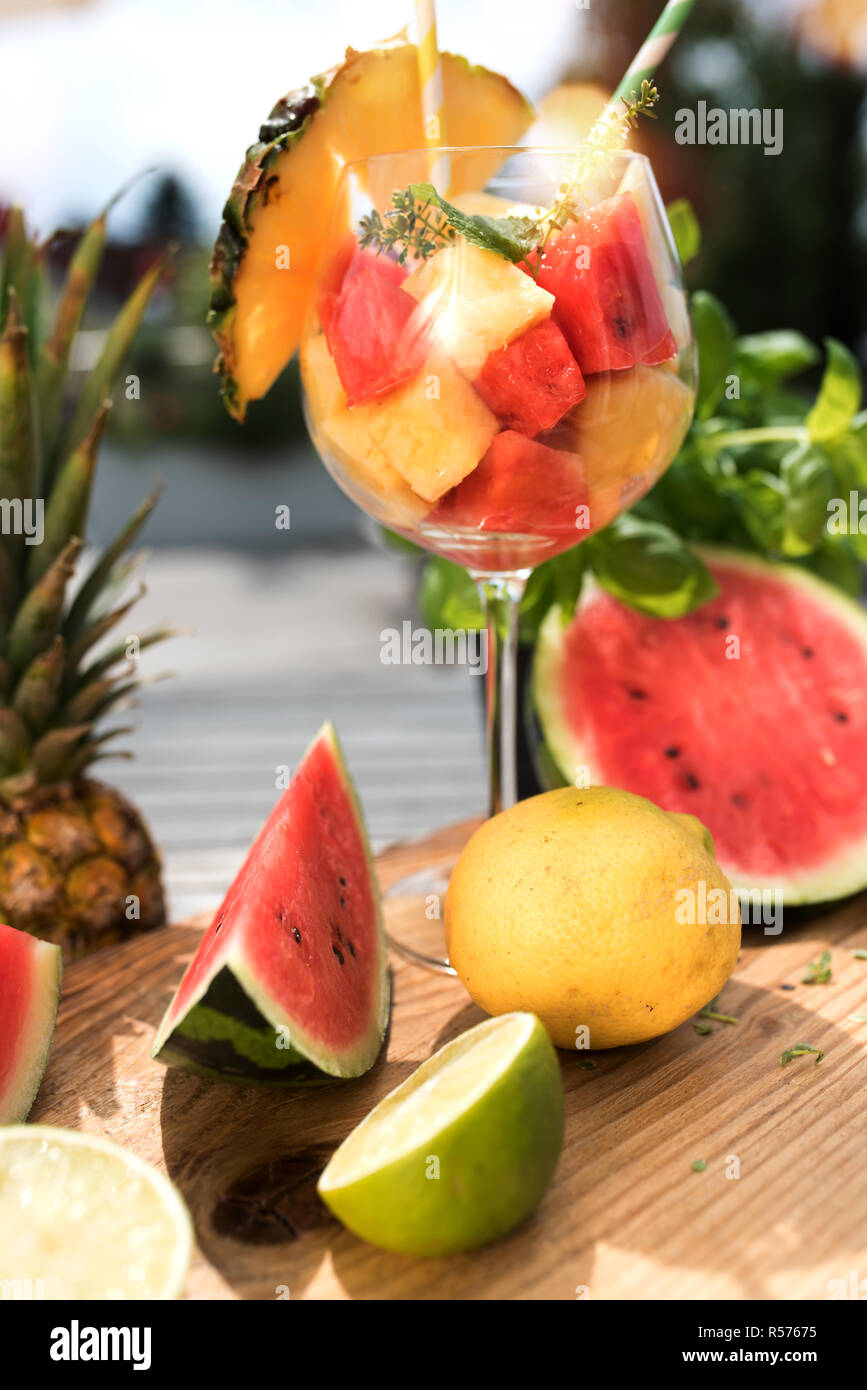 fresh exotic fruit cocktail Stock Photo - Alamy