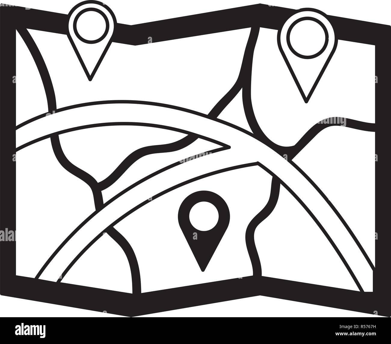 map tracking navigation on white background vector illustration Stock ...