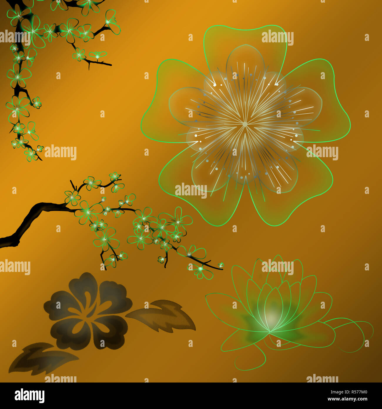 Beautiful illustrated flower background design with gradient Stock ...
