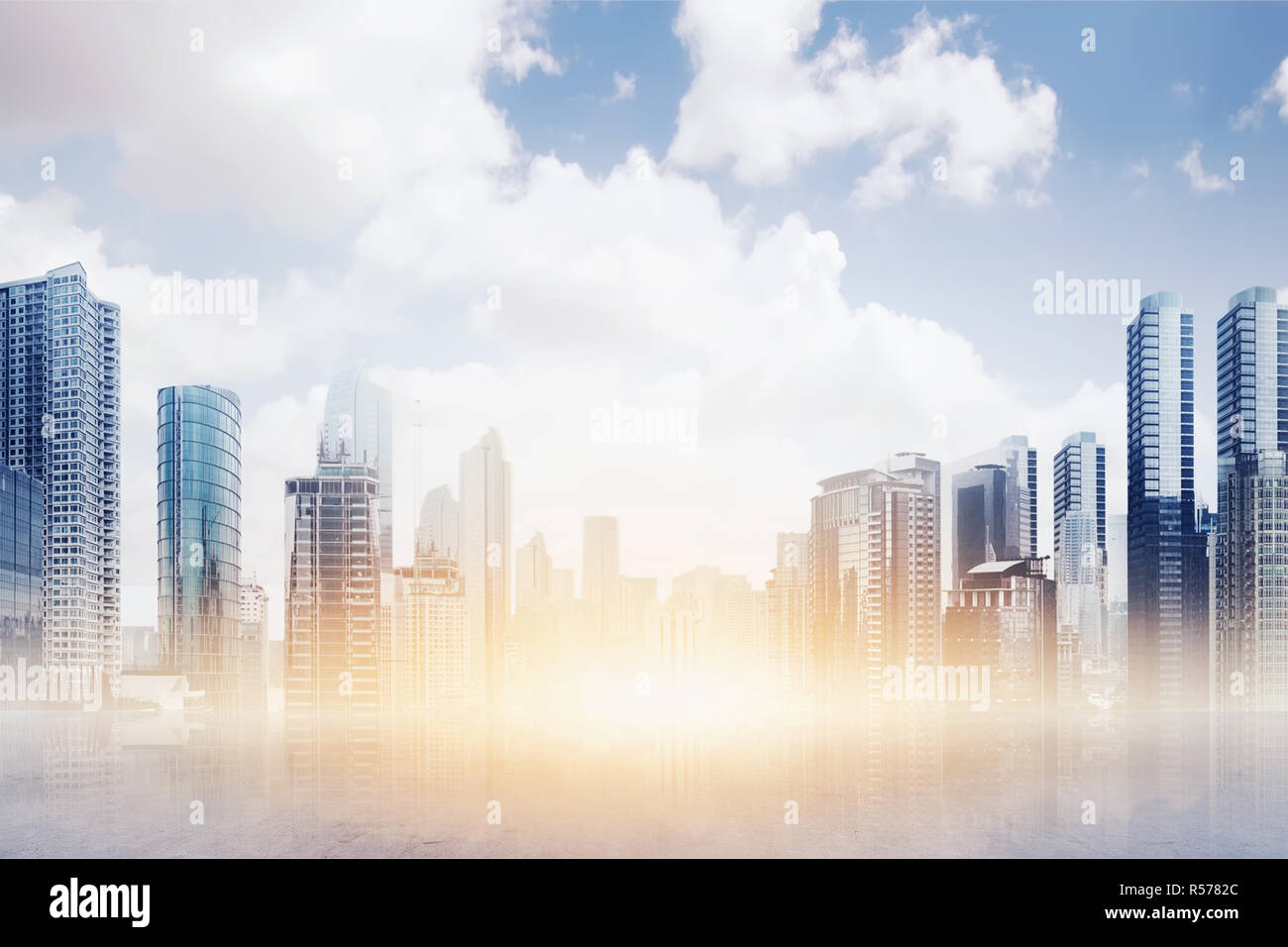 Transparent floor with modern building and skyscraper Stock Photo - Alamy
