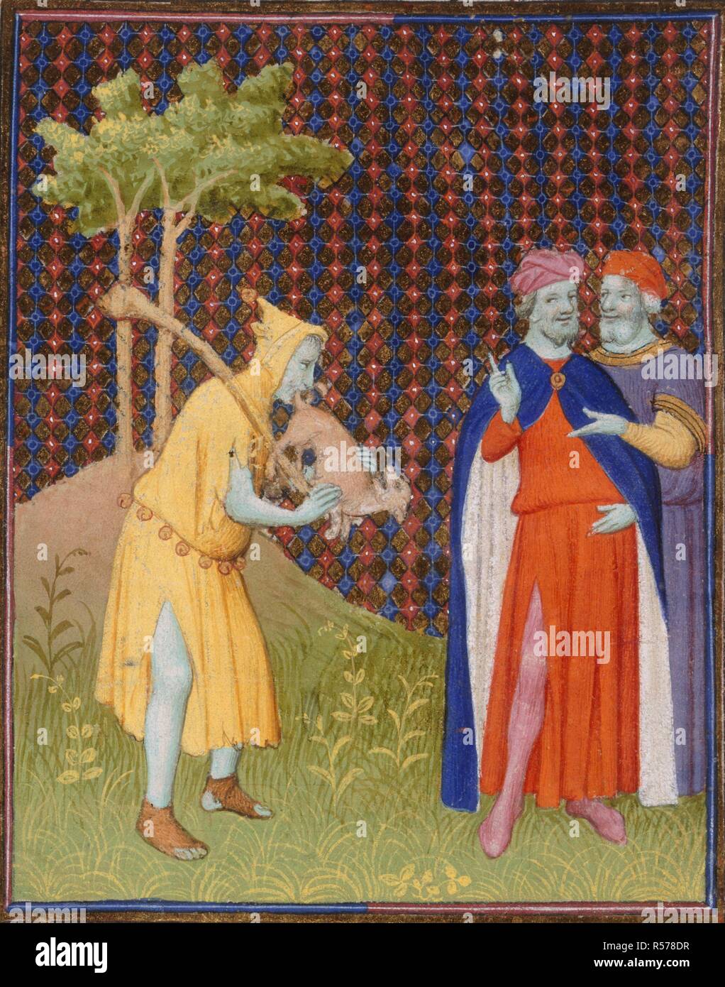 Fool with small animal. Bible Historiale. France; early 15th century ...