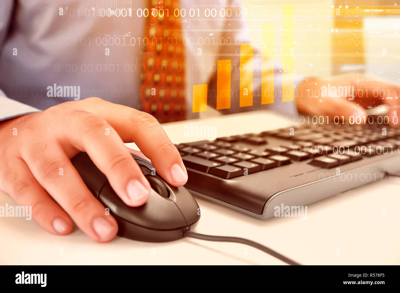 Businessman using keyboard computer Stock Photo - Alamy