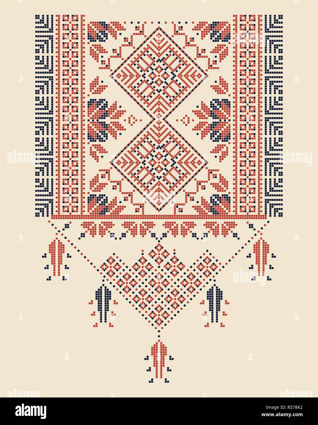 Vector pattern design with Palestinian traditional embroidery motif ...
