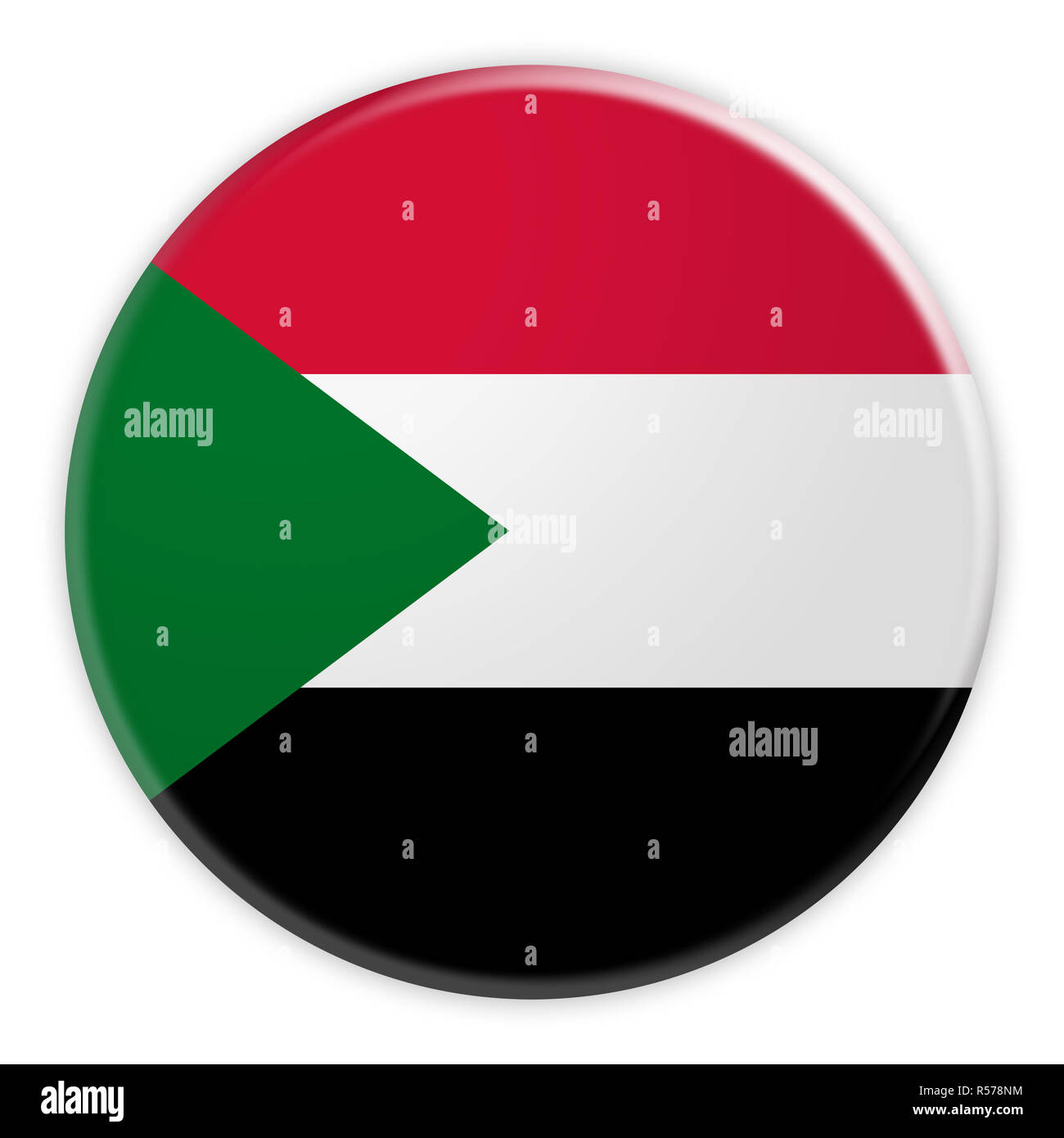 Sudan Flag Button, News Concept Badge, 3d illustration on white ...