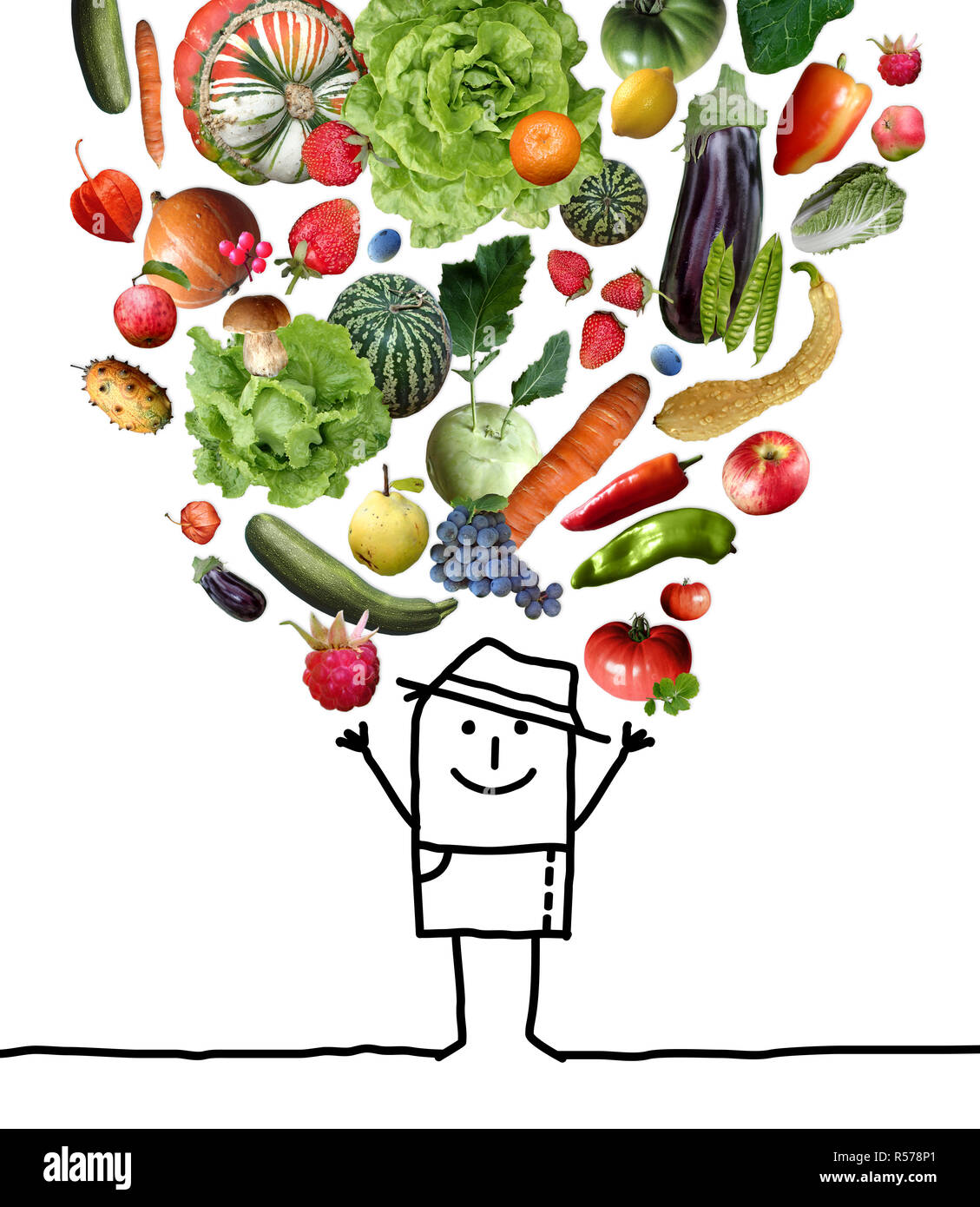 Black white cartoon illustration fruits hi-res stock photography and ...