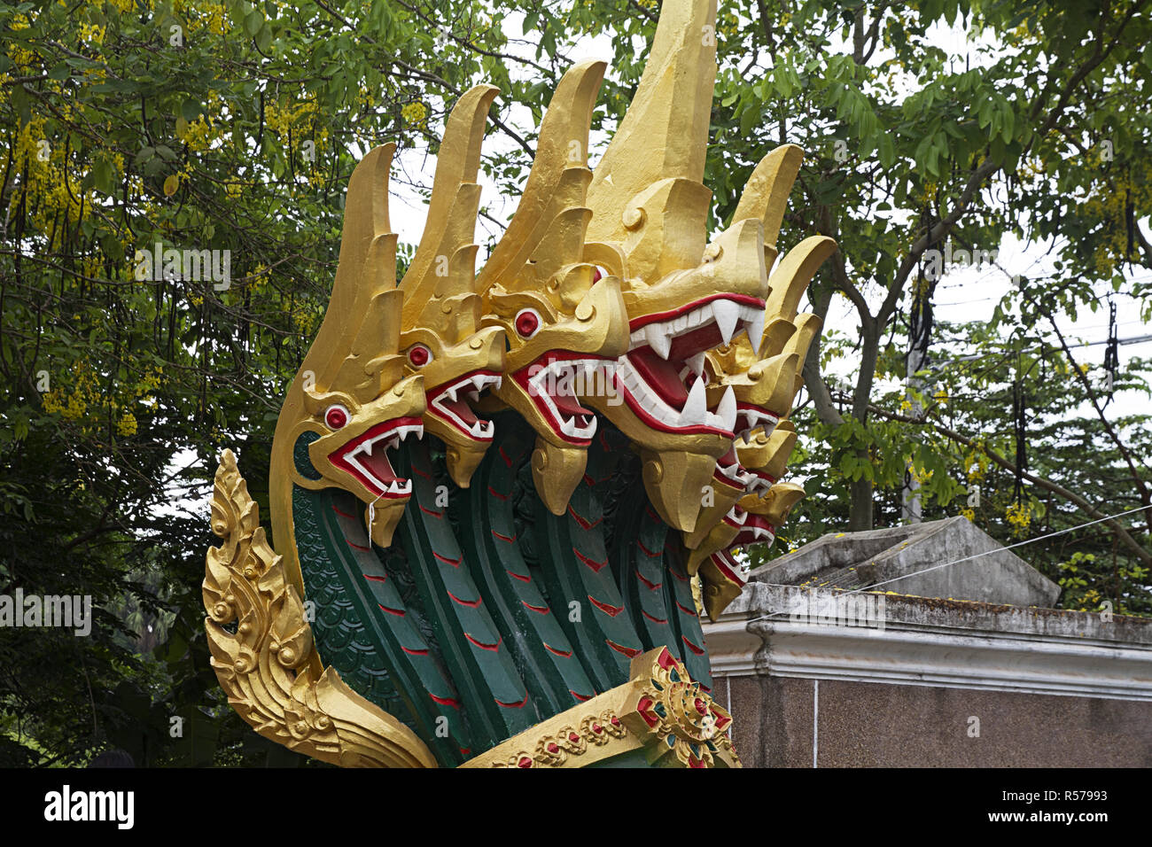 many heads snake buddha traditional Stock Photo - Alamy