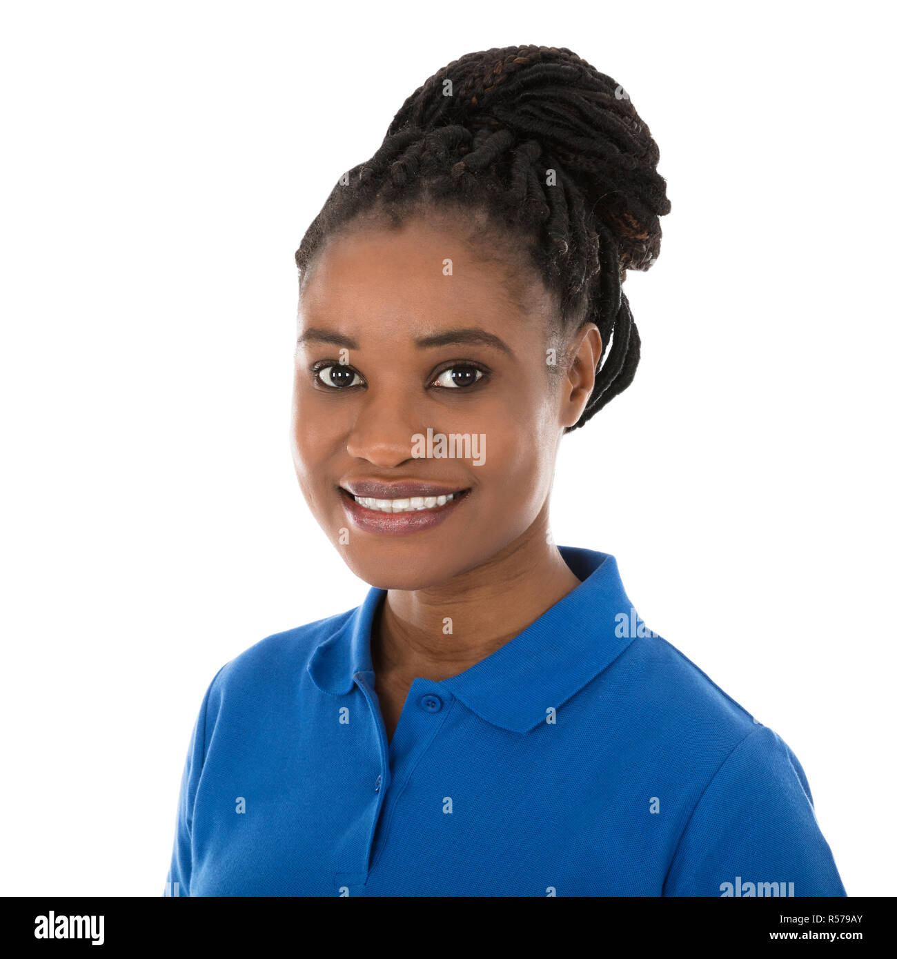 African Female Janitor With Arms Crossed Stock Photo - Alamy