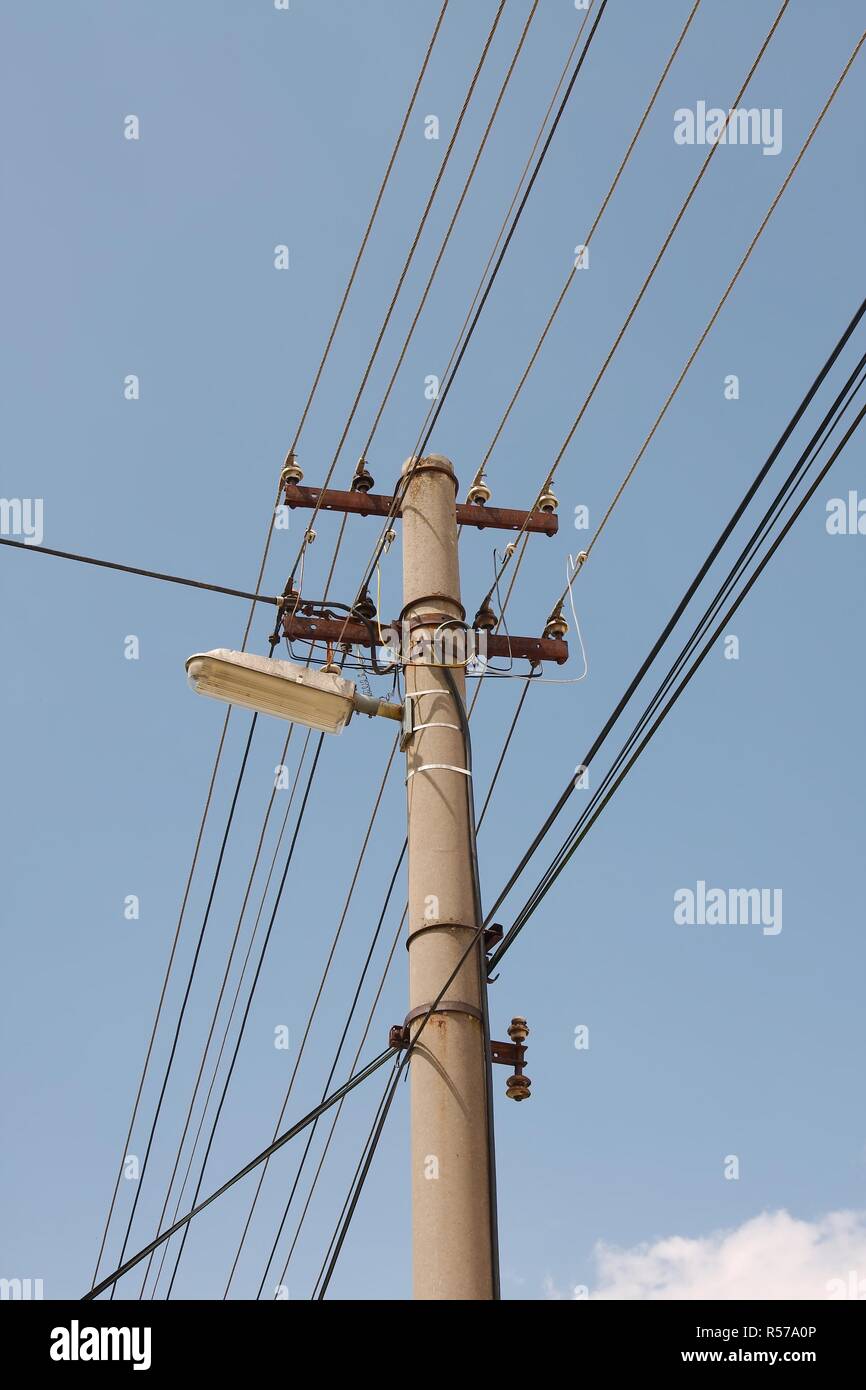 electric line columns Stock Photo - Alamy