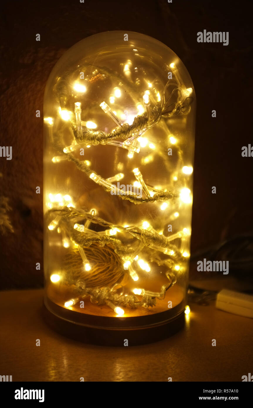 Light string decoration in dome glass Stock Photo - Alamy