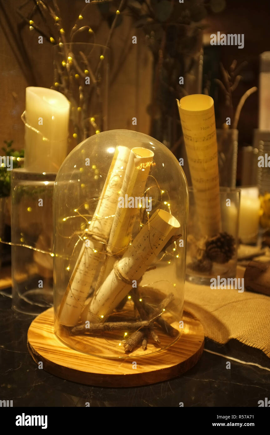 Light string decoration in dome glass Stock Photo - Alamy