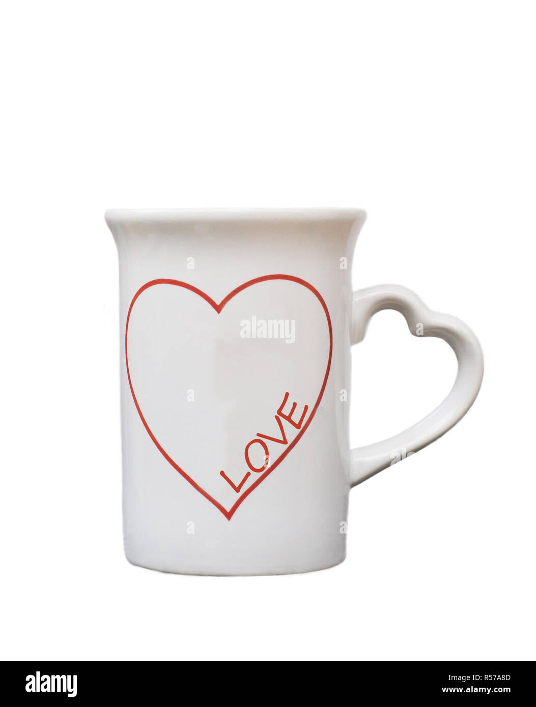 coffee cup with heart handle and text love,isolated Stock Photo - Alamy