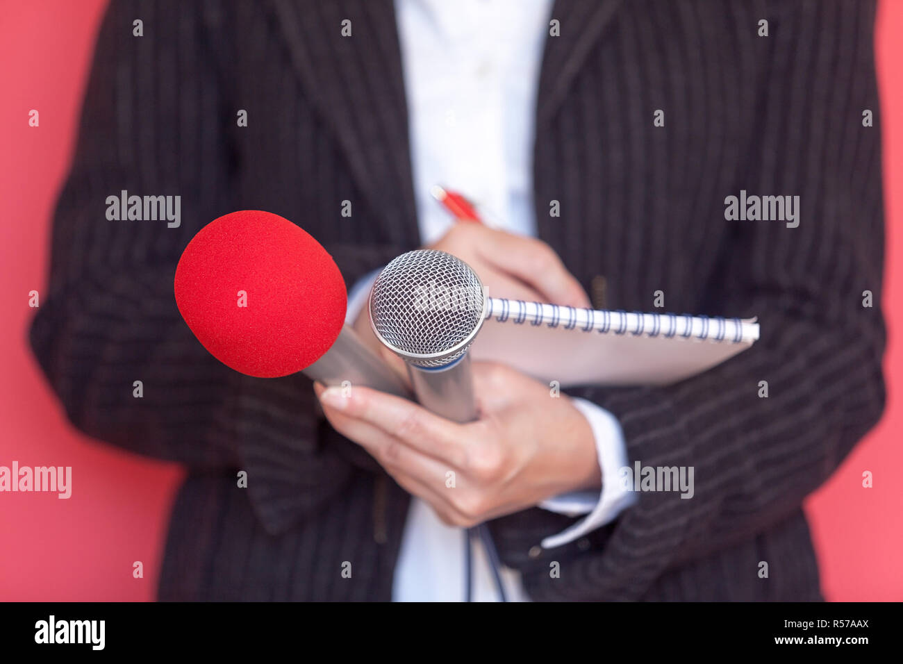 Media interview. News conference Stock Photo - Alamy
