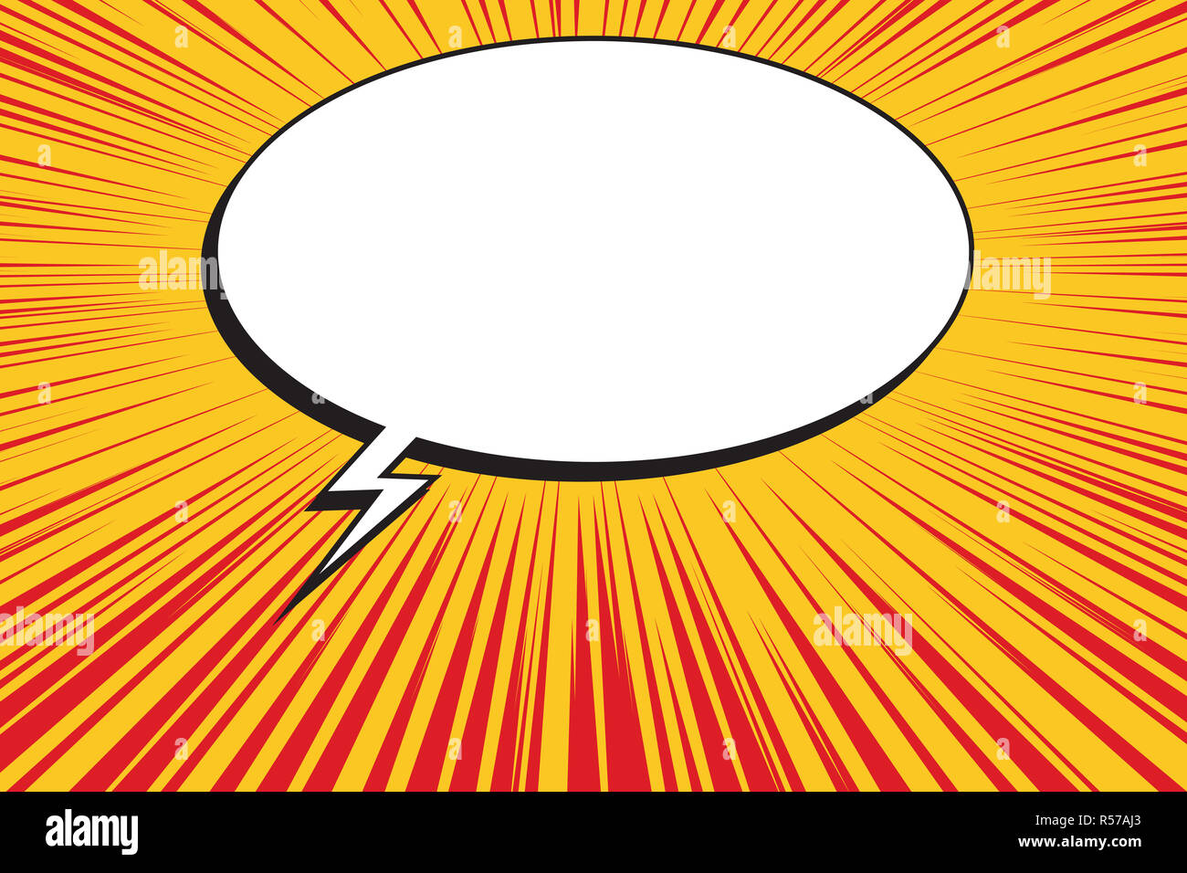 Yellow sun on a red background, Comic bubble Stock Photo - Alamy