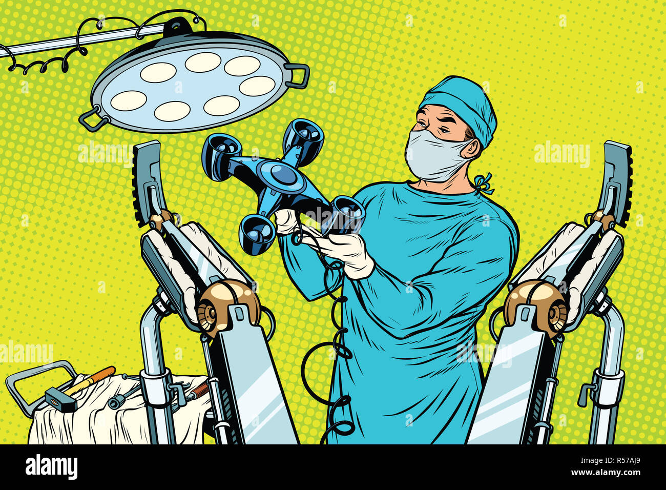 Obstetrician delivered a baby robot quadcopter drone Stock Photo - Alamy