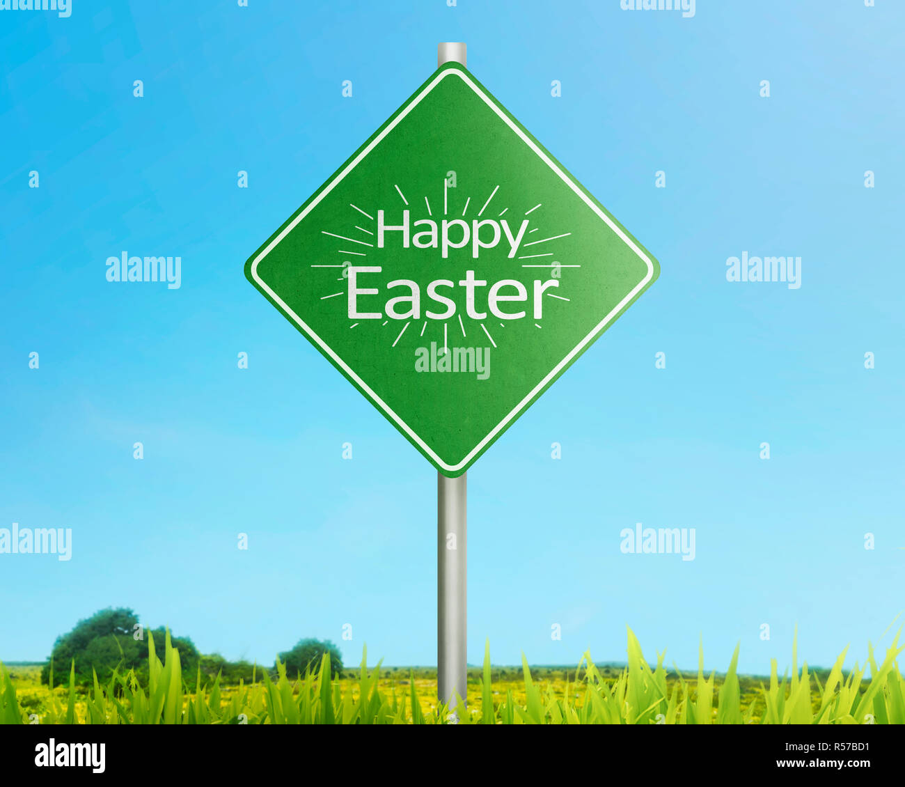 Happy easter greetings on traffic sign Stock Photo - Alamy