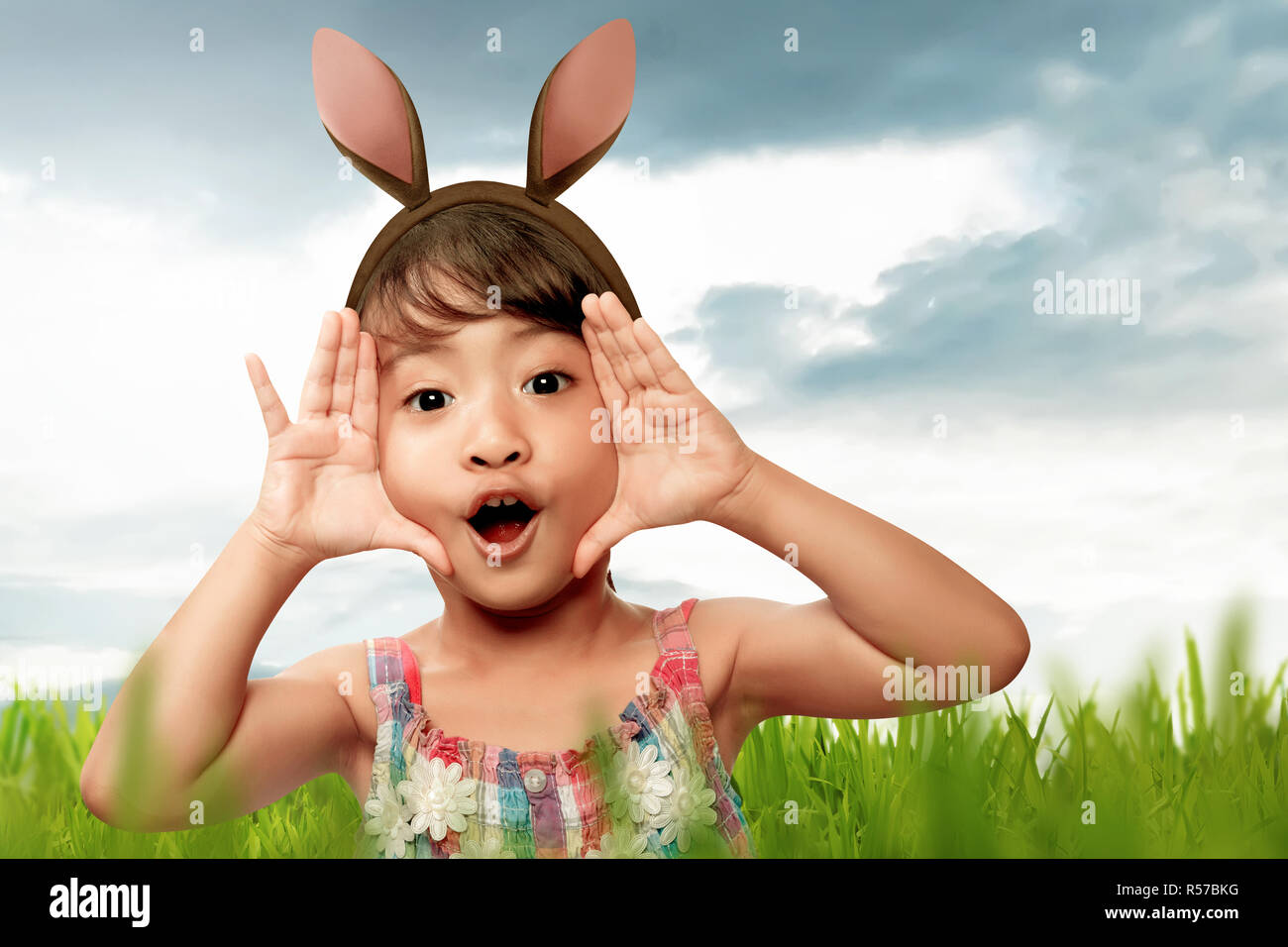 Girl bunny on meadow hi-res stock photography and images - Alamy