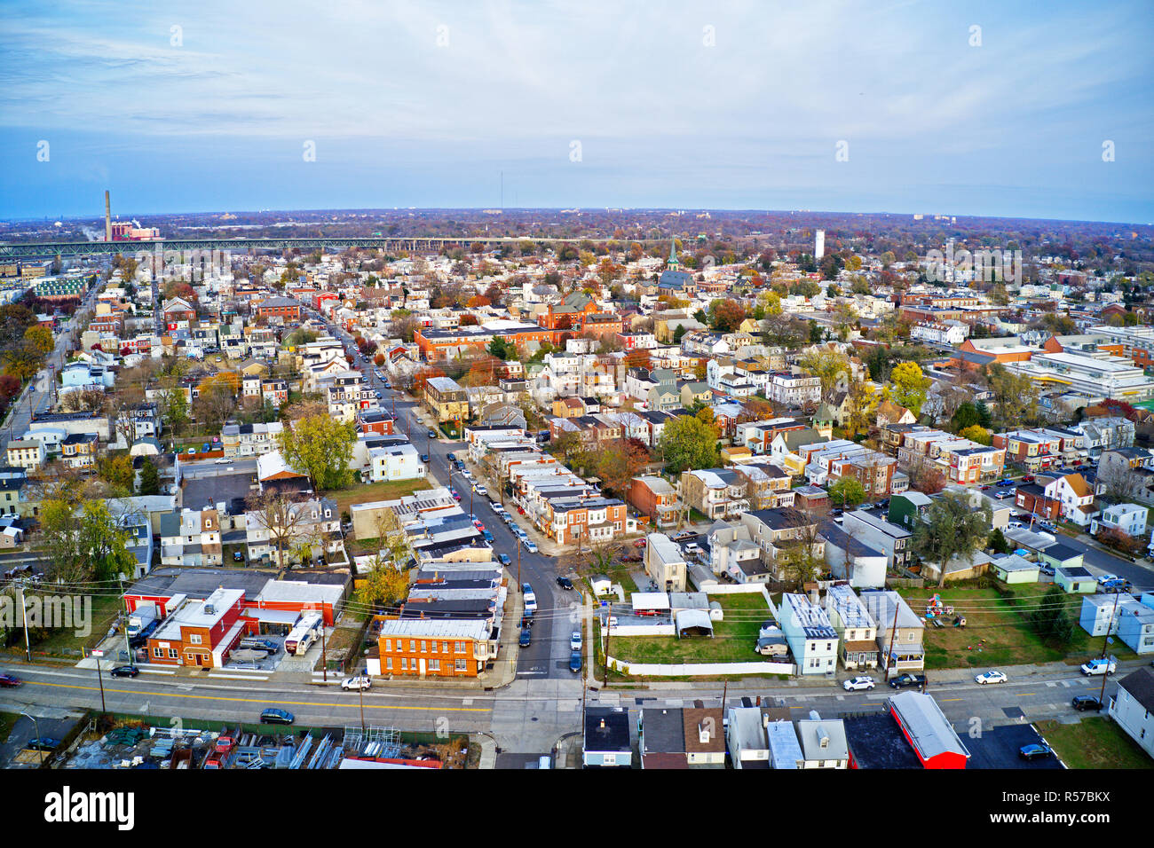 Aerial View of Delaware Riverfront Town Gloucester New Jersey Stock ...