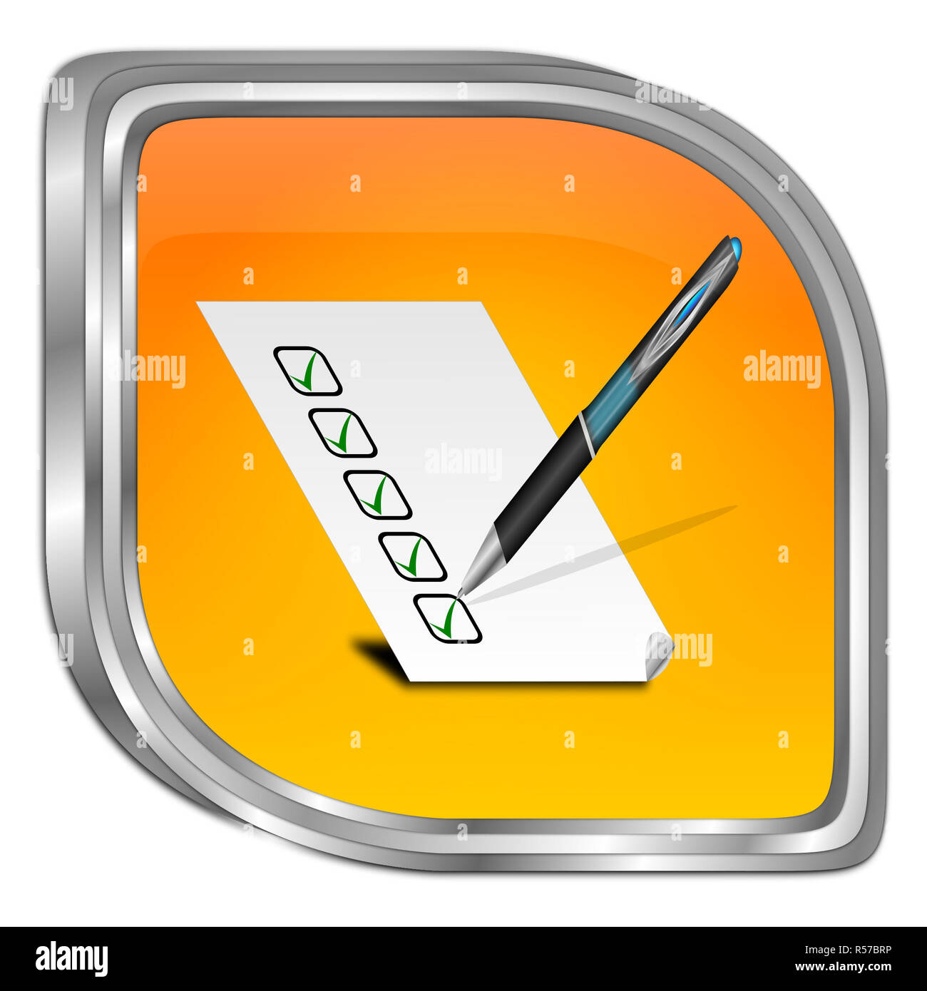 orange Button with check list - 3D illustration Stock Photo - Alamy