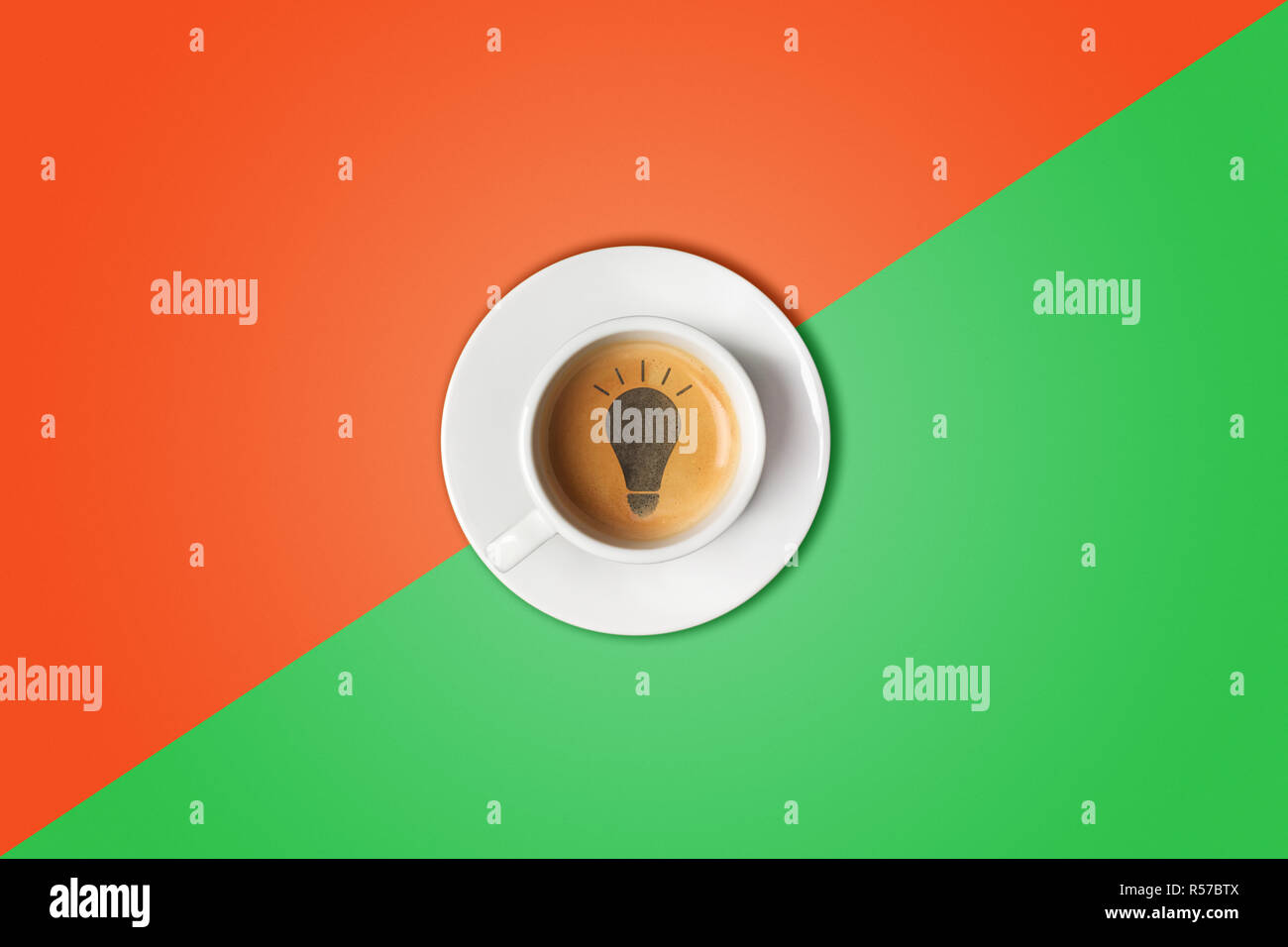 Lightbulb made in cup of coffee. Brain storm, idea concept or coffee ...