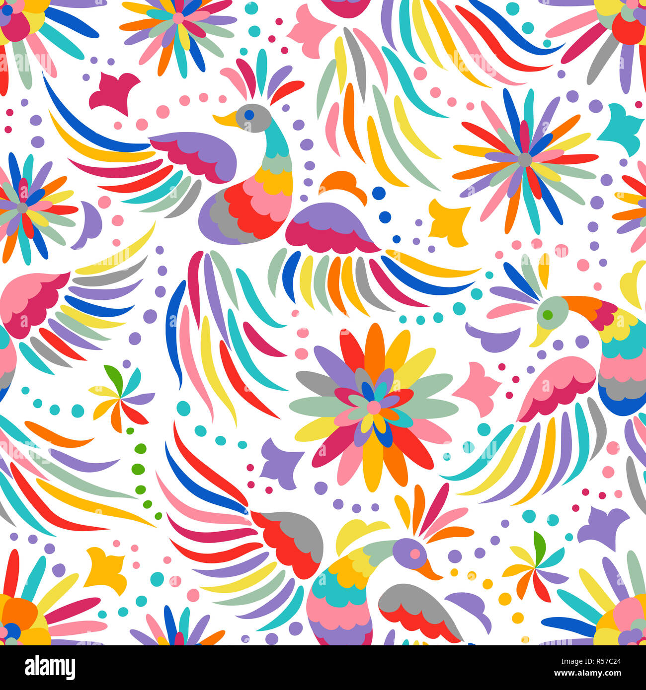 vector Mexican embroidery seamless pattern Stock Photo - Alamy