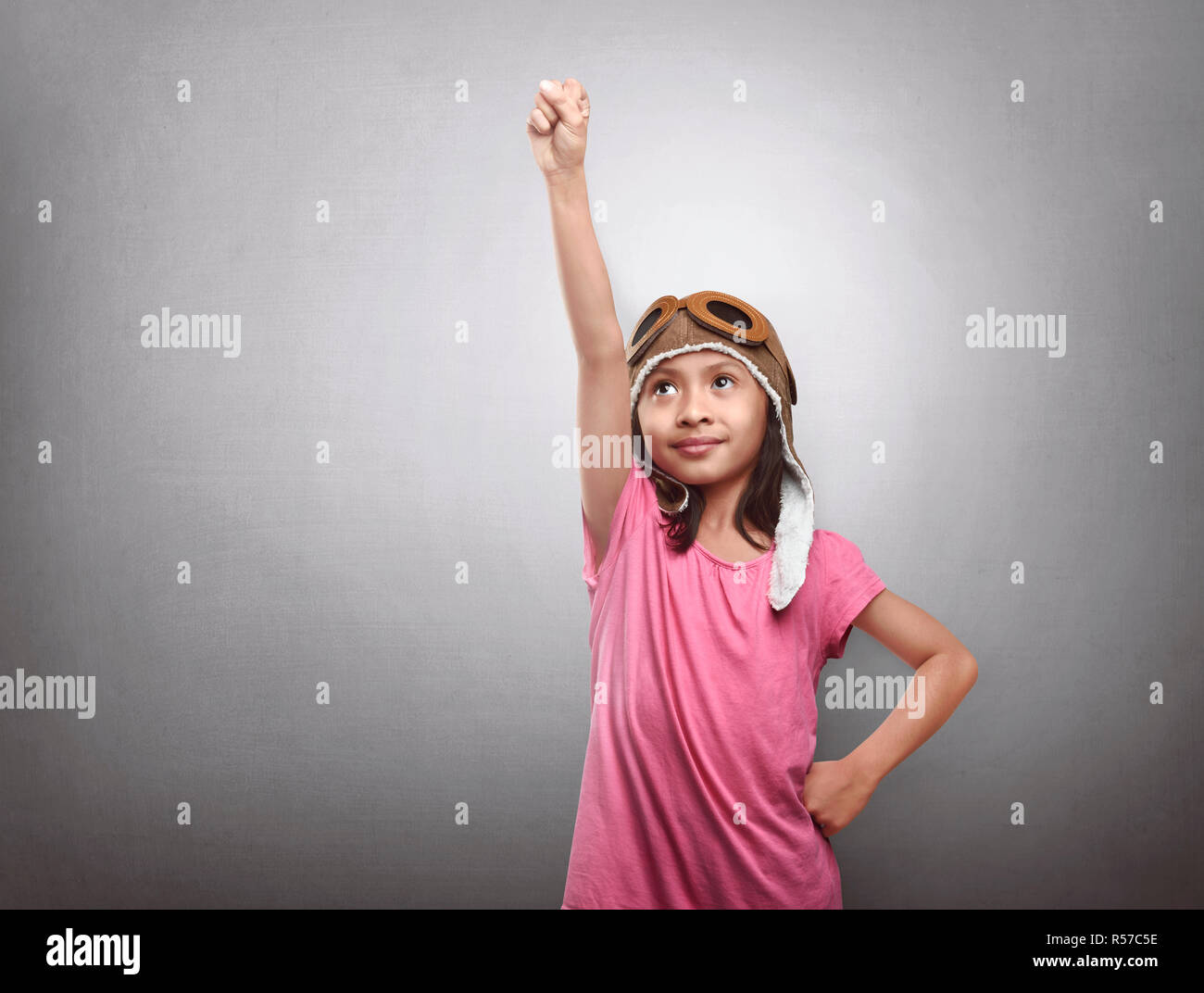 Happy asian child in pilot aviator playing and dreams Stock Photo - Alamy