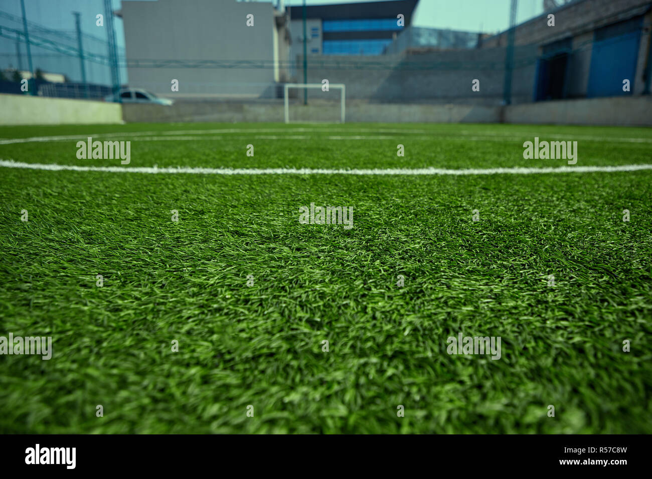 The empty football field and green grass Stock Photo - Alamy