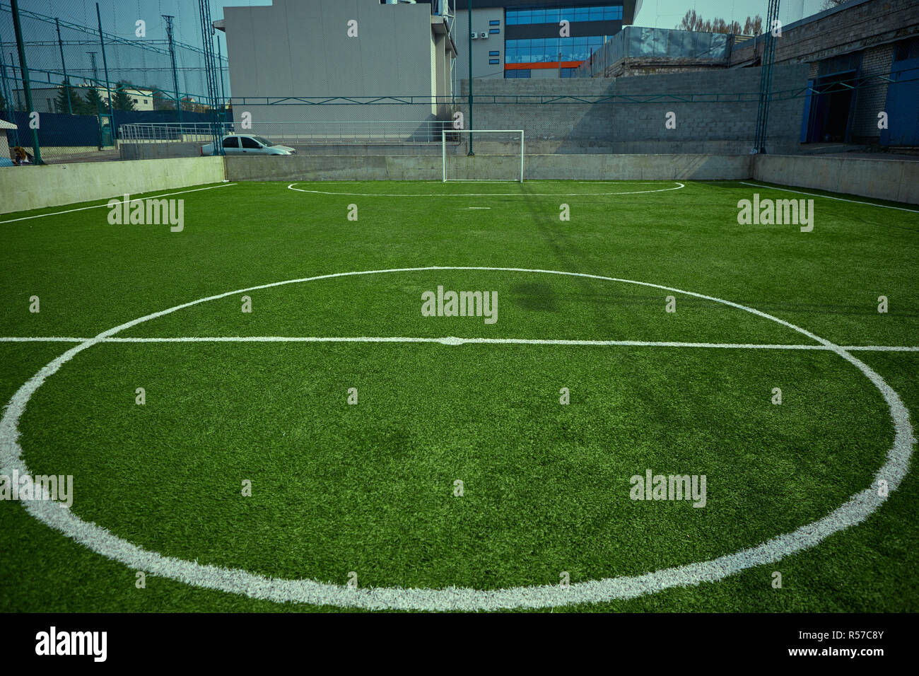 The empty football field and green grass Stock Photo - Alamy