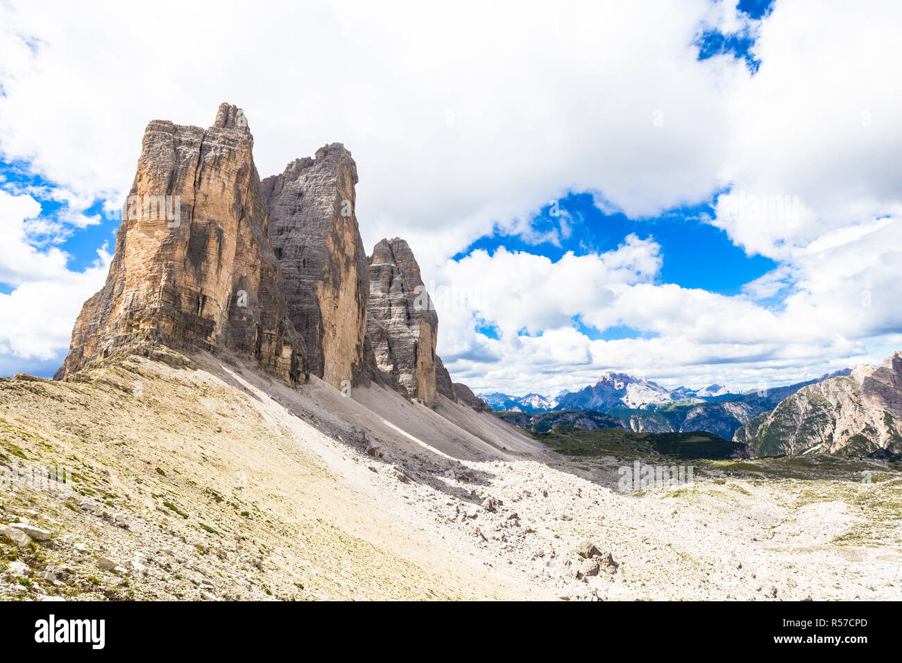 Landmark of Dolomites - Tre Cime di Lavaredo Stock Photo - Alamy