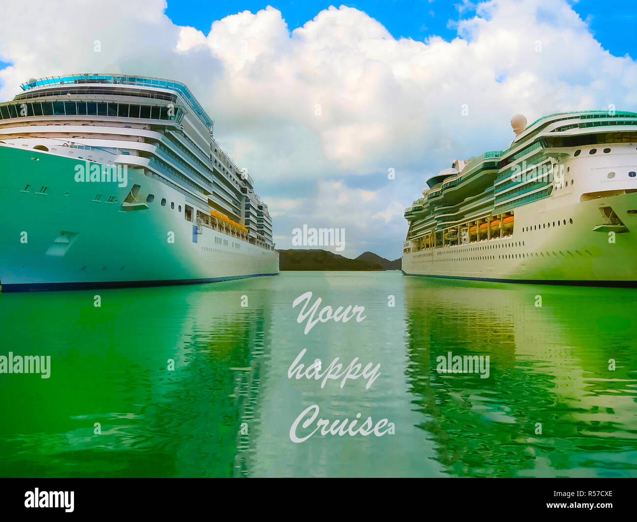 Cruise ship in open water side view Stock Photo - Alamy