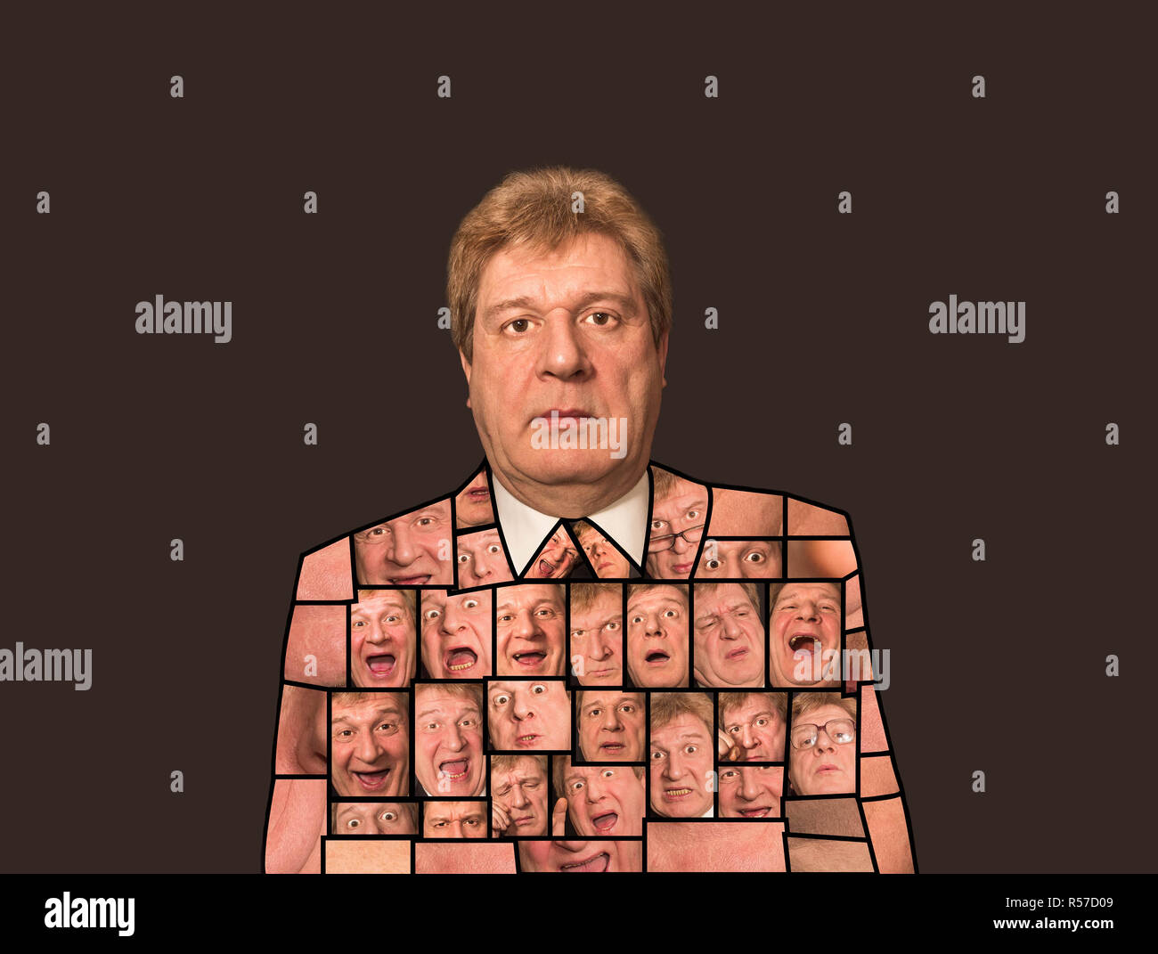 The collage from different male face expressions Stock Photo - Alamy
